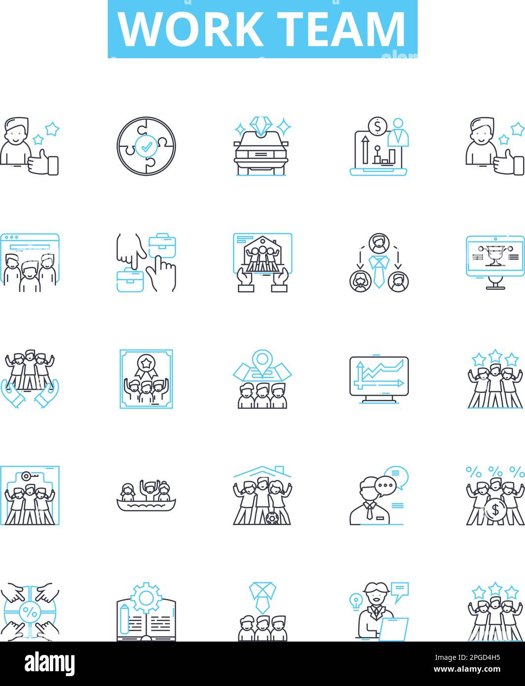 Work team vector line icons set. Teamwork, Collaboration, Cooperation, Effort, Unity ...