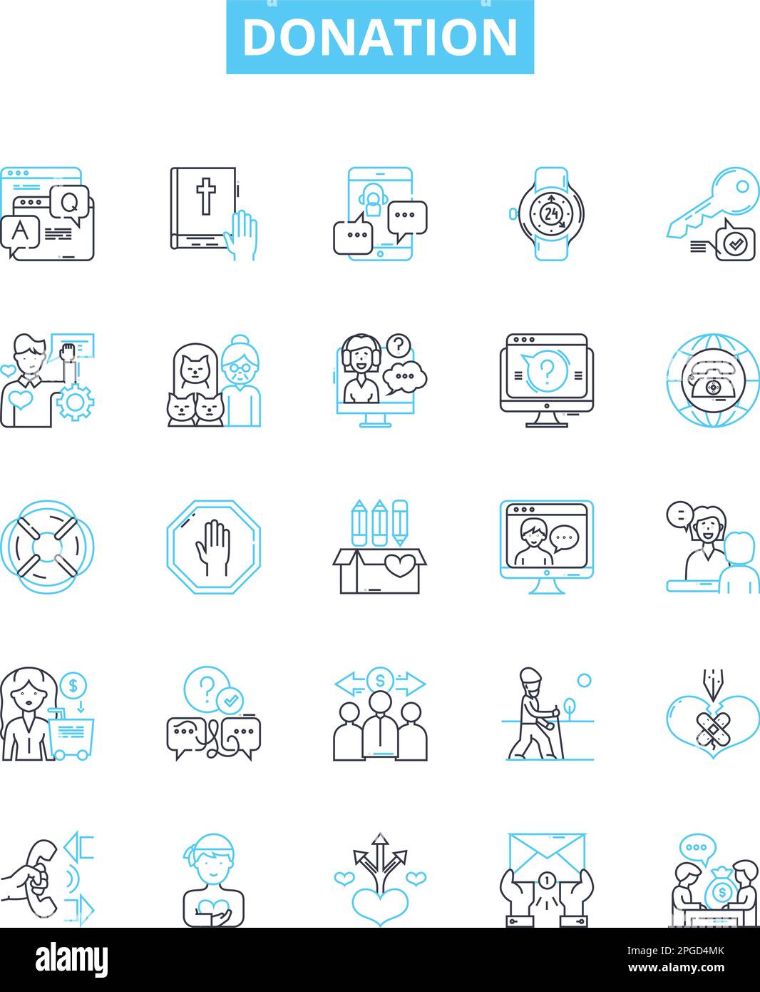 Donation vector line icons set. Gift, Offering, Grant, Contribution ...