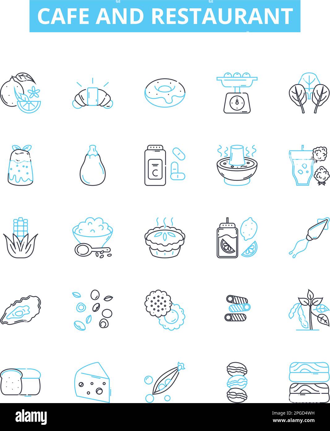 Cafe and restaurant vector line icons set. Location, Atmosphere, Menu ...