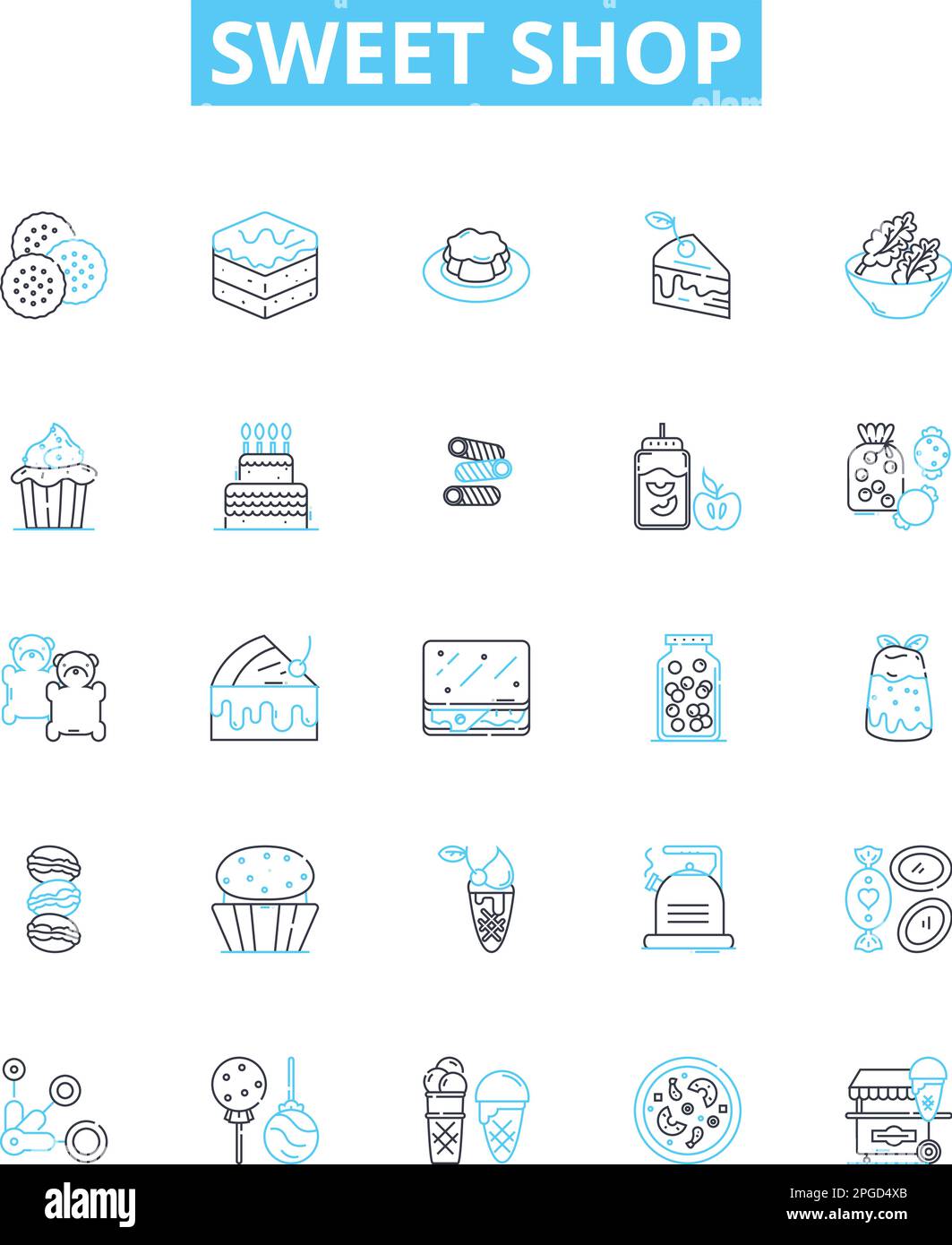 Sweet shop vector line icons set. Candy, Confectionery, Chocolates ...