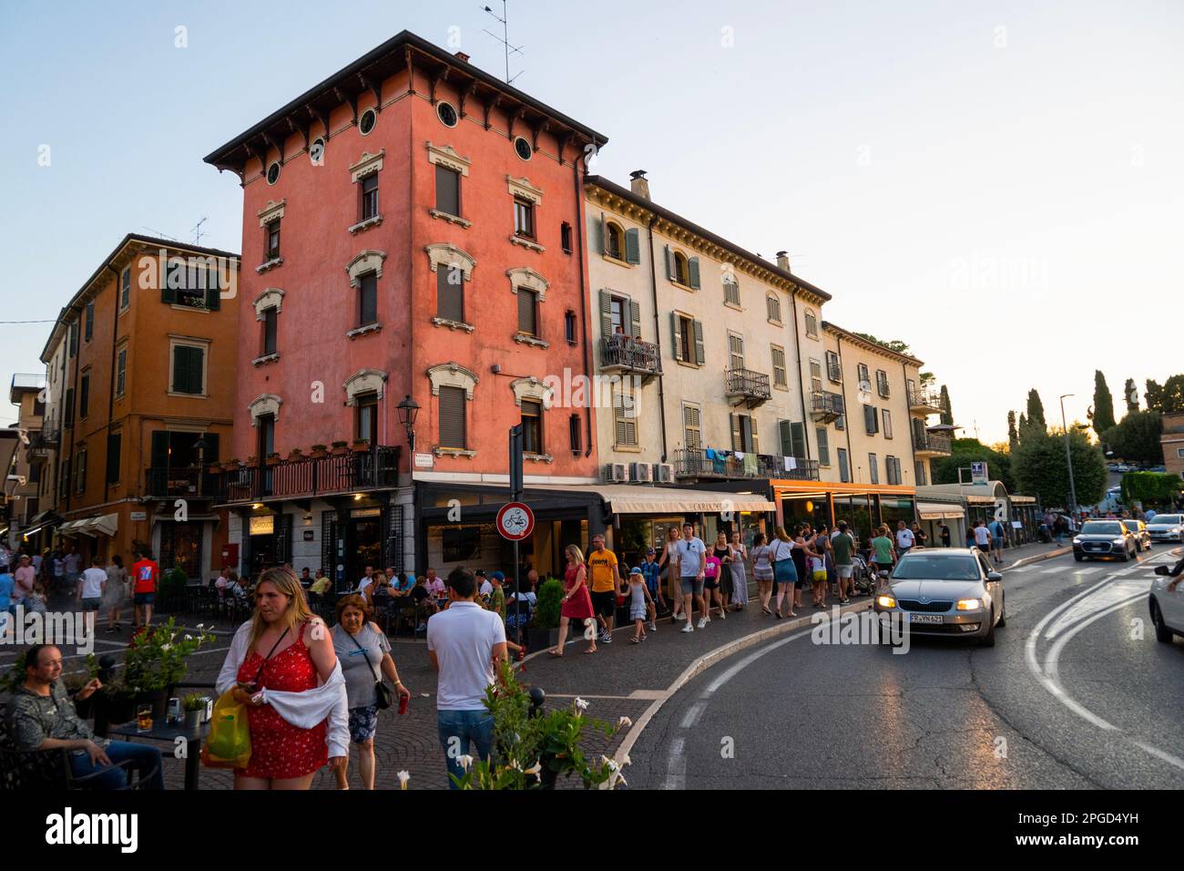 Golden hour in the pretty Lake Garda town of Peschiera del Garda, Italy ...