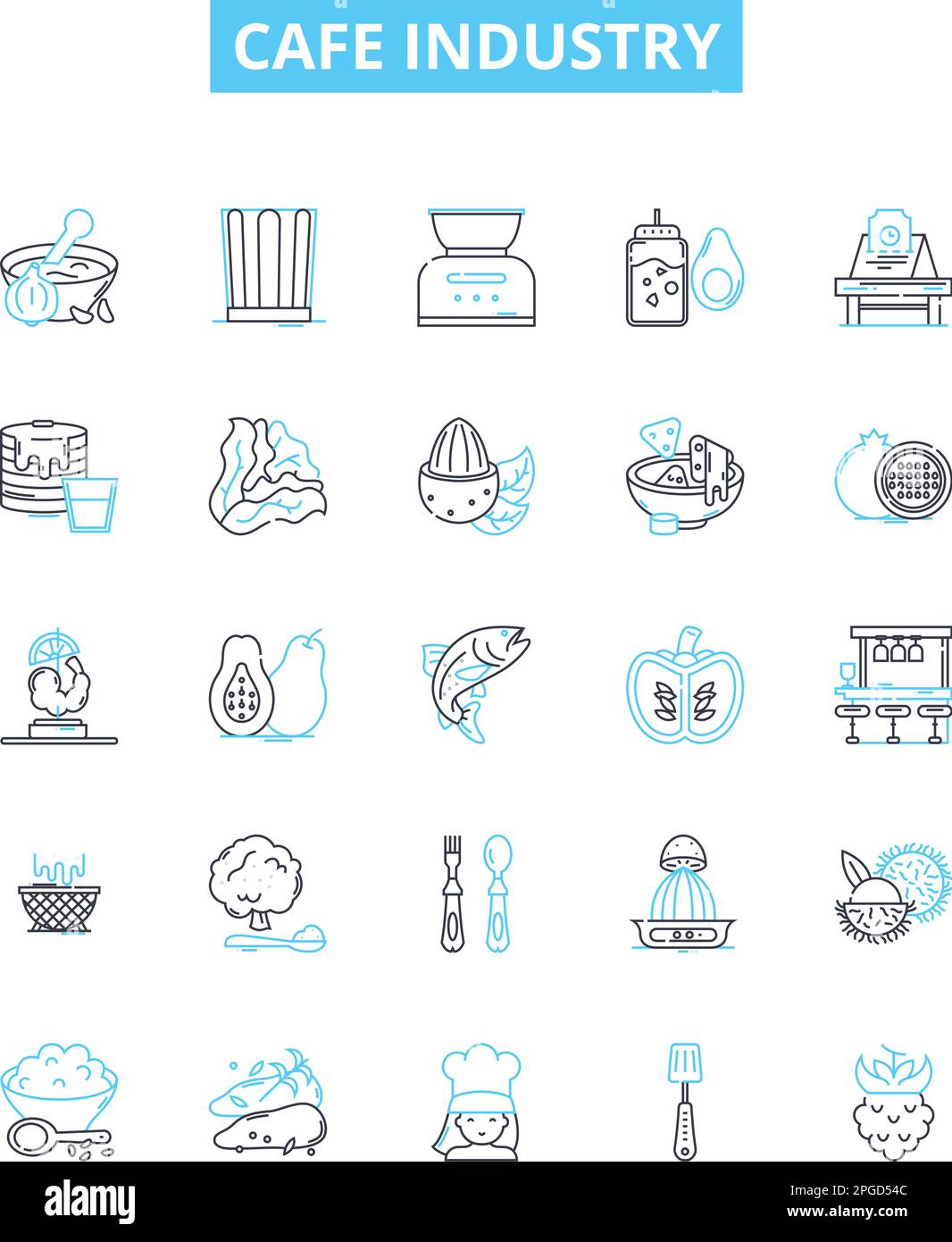 Cafe industry vector line icons set. Cafe, Industry, Coffee, Beverage, Tea, Shop, Barista ...