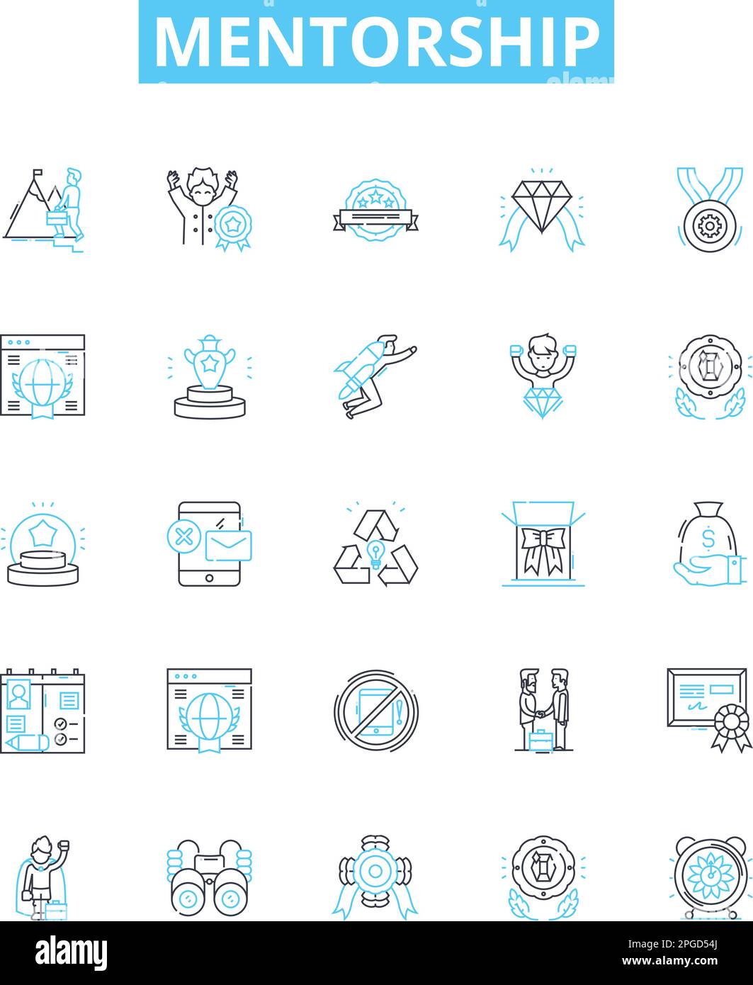 Mentorship vector line icons set. Mentor, Mentee, Guidance, Support, Advice, Coaching, Role ...
