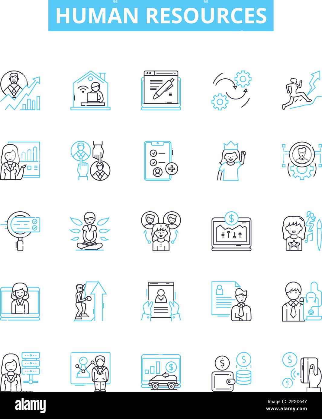 Human resources vector line icons set. Recruitment, Hiring, Job ...