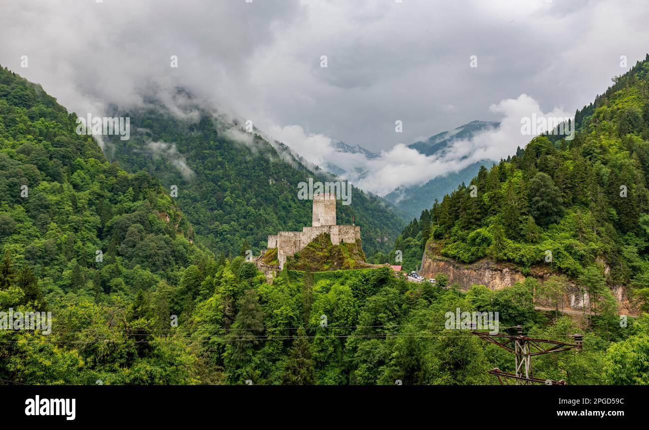 Zilkale Castle in Rize, Turkey. Medieval castle located in the Firtina ...