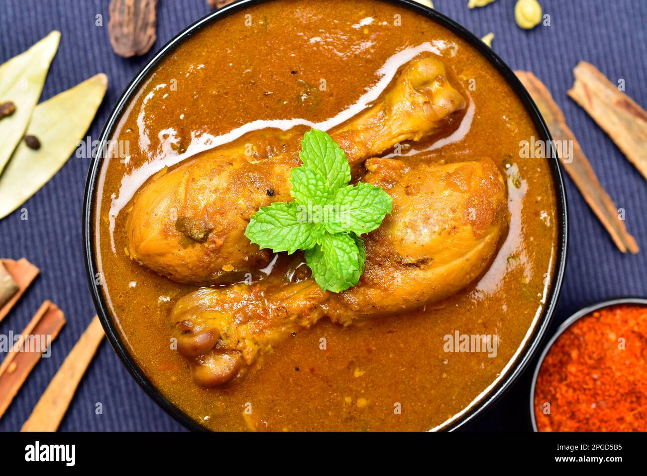 Spicy chicken curry top view Stock Photo - Alamy