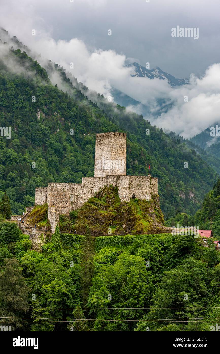 Zilkale Castle in Rize, Turkey. Medieval castle located in the Firtina ...