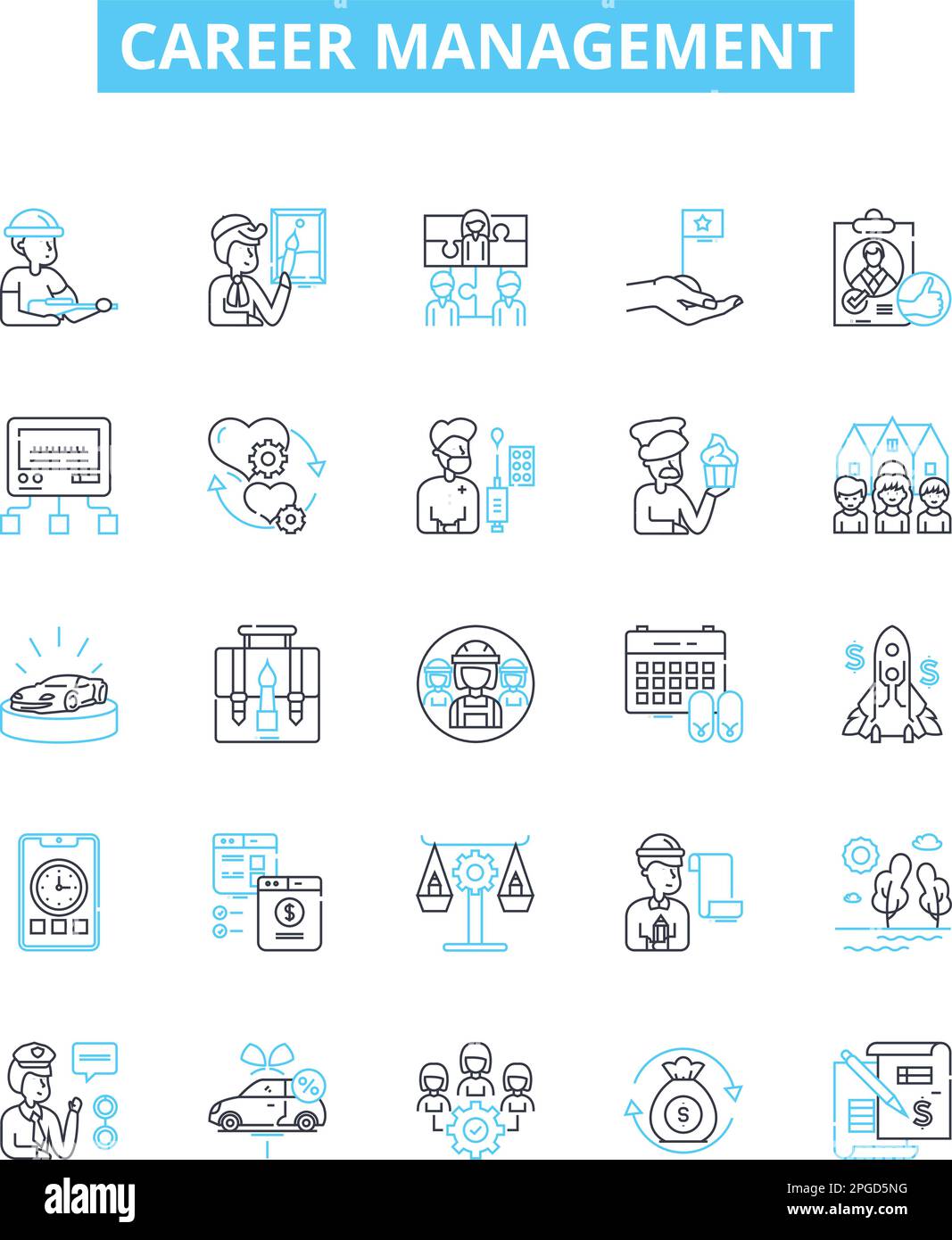 career management vector line icons set. Job, Search, Training ...