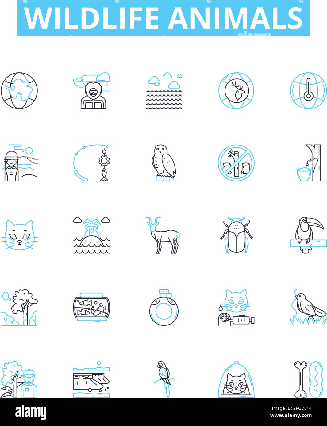 Wildlife animals vector line icons set. Animals, Wildlife, Fauna ... Wildlife animals vector line icons set. Animals, Wildlife, Fauna ...