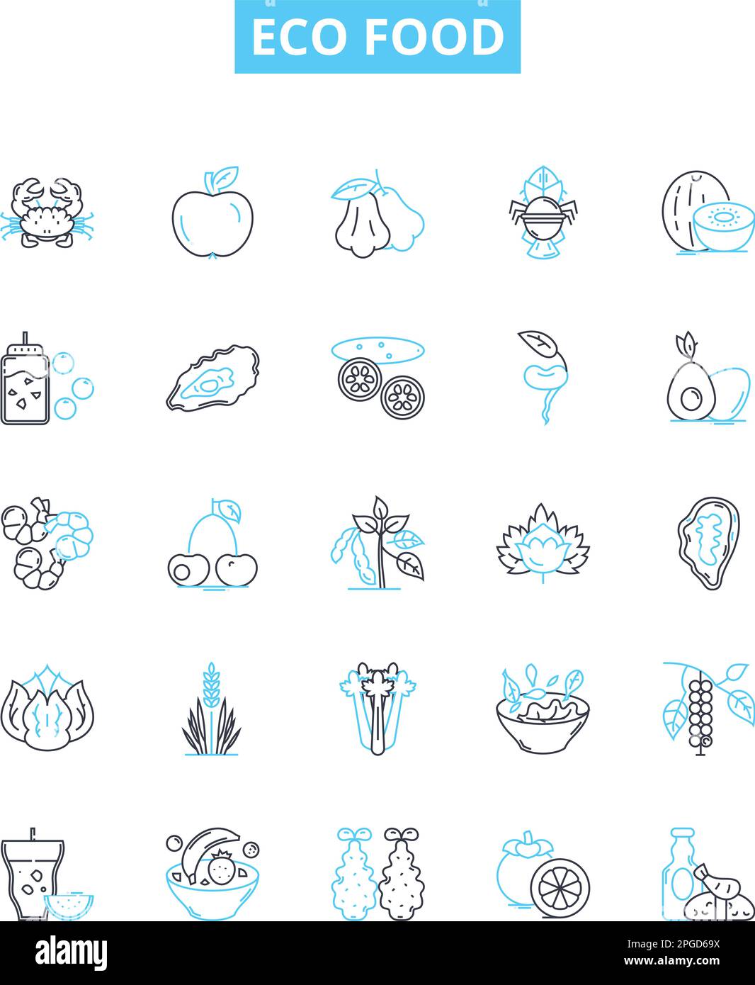 Eco food vector line icons set. Organic, Natural, Sustainable, Local ...