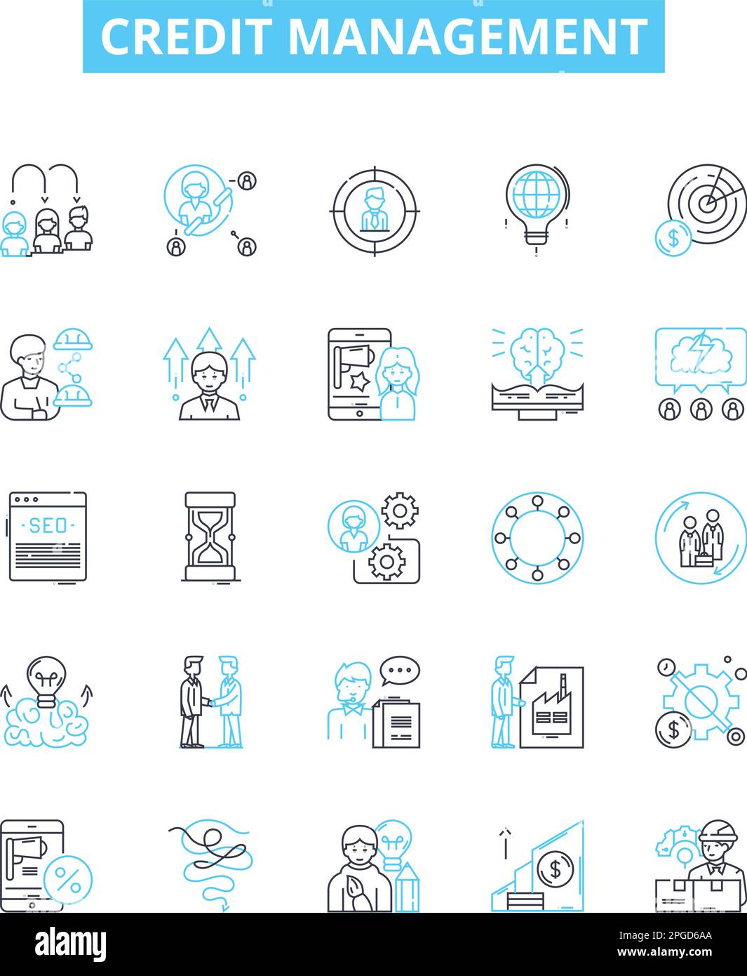 Credit management vector line icons set. Credit, Management, Debt, Financing, Collection, Score ...
