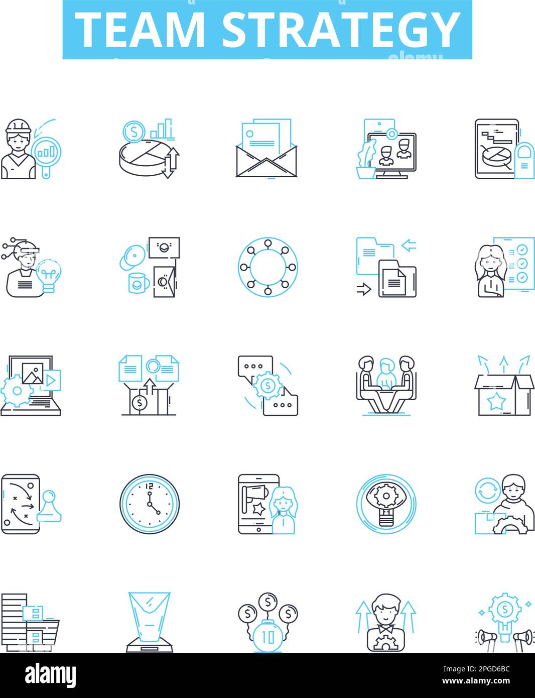 Team strategy vector line icons set. Collaboration, Planning, Alignment ... Team strategy vector line icons set. Collaboration, Planning, Alignment ...