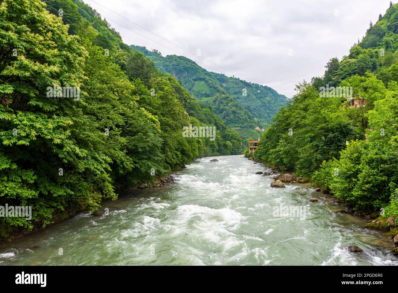 Firtina Stream in Camlihemsin, Rize, Turkey. Beautiful nature landscape ...