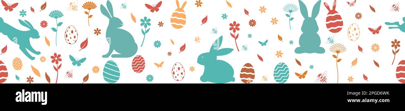 Easter Silhouette seamless vector in different colors. Isolated ...