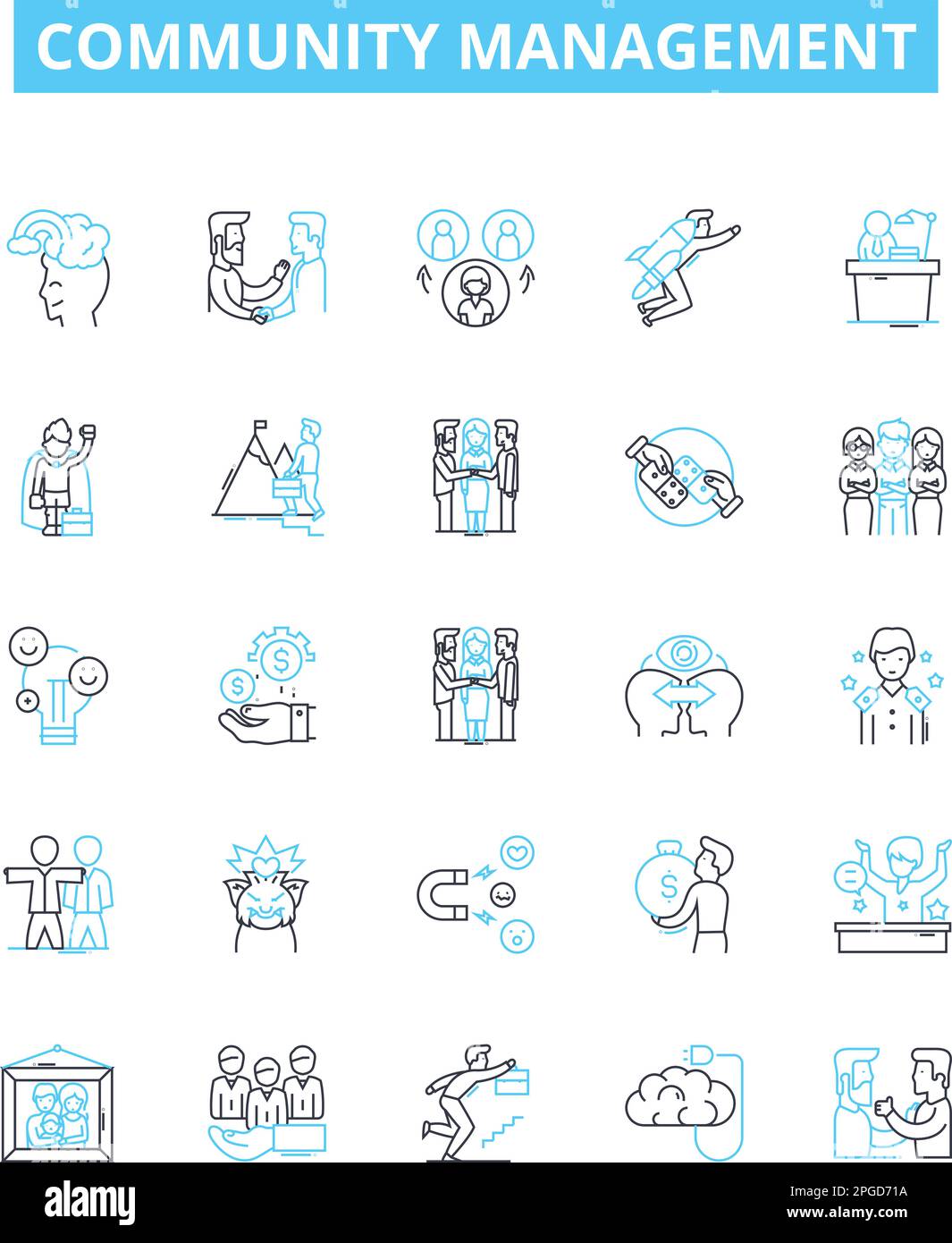 Community management vector line icons set. Community, Management ...