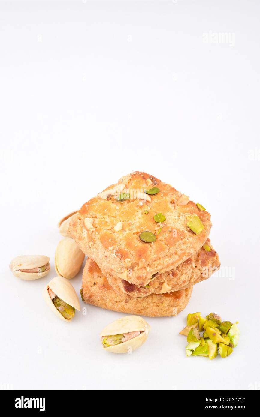 Pistachio biscuit isolated on white background, pista cookies Stock ...