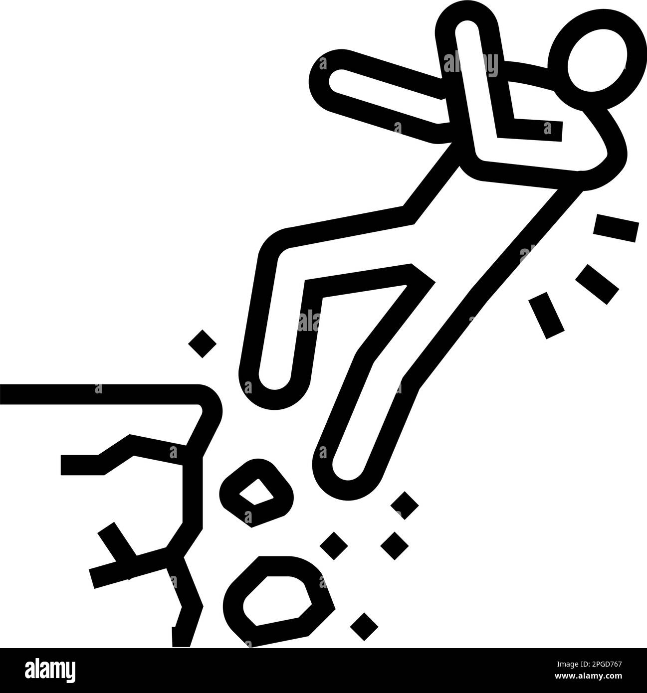 fall cliff man accident line icon vector illustration Stock Vector ...