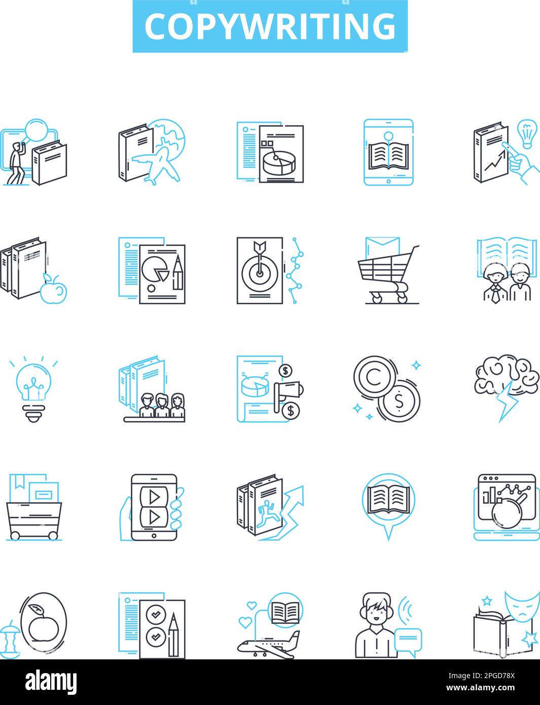Copywriting vector line icons set. Copy, Writing, Copywriter, Freelance ...