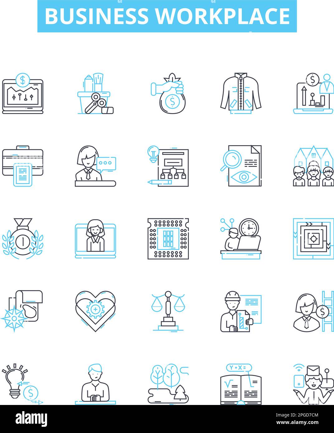 Business workplace vector line icons set. Workplace, Business, Office ...