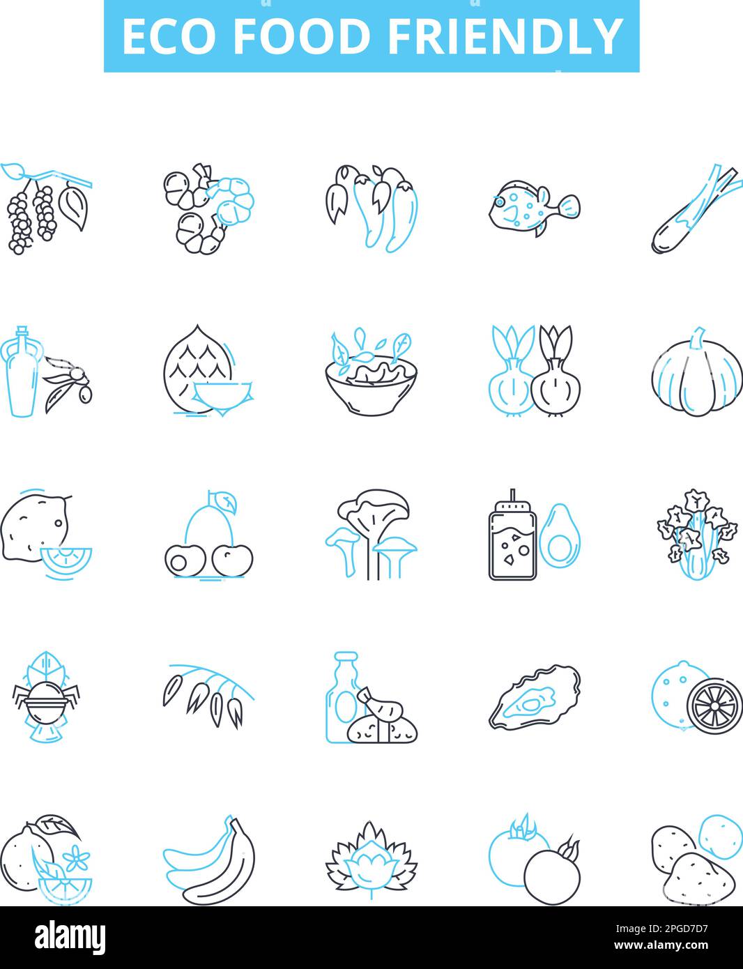 Eco food friendly vector line icons set. Eco-friendly, food, organic ...