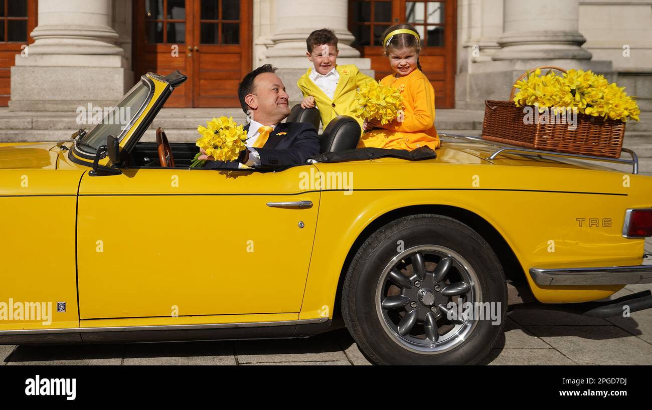 Taoiseach Leo Varadkar with Patrick Breen, aged 5, and Nora Forde, aged ...
