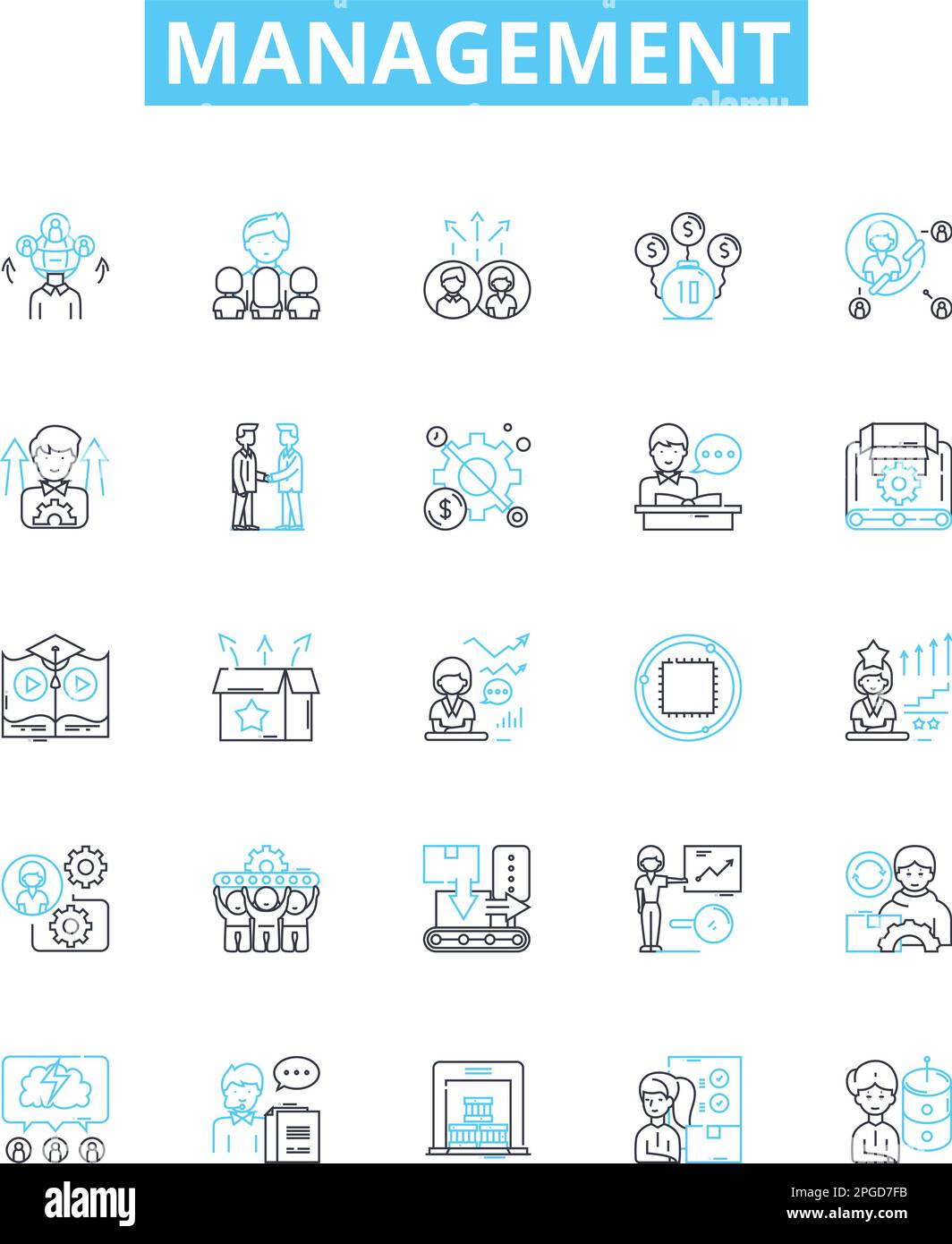 Management Vector Line Icons Set Organizing Planning Leading