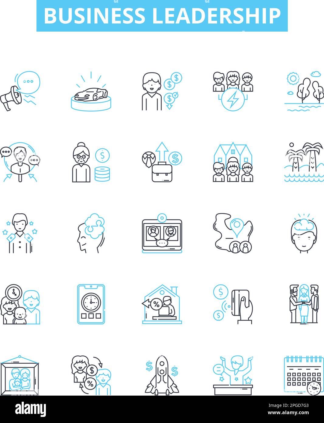 Business Leadership vector line icons set. Management, Strategy ...