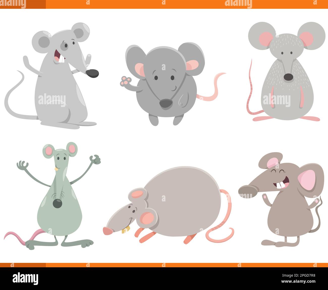 Cartoon illustration of funny mice animals comic characters set Stock ...