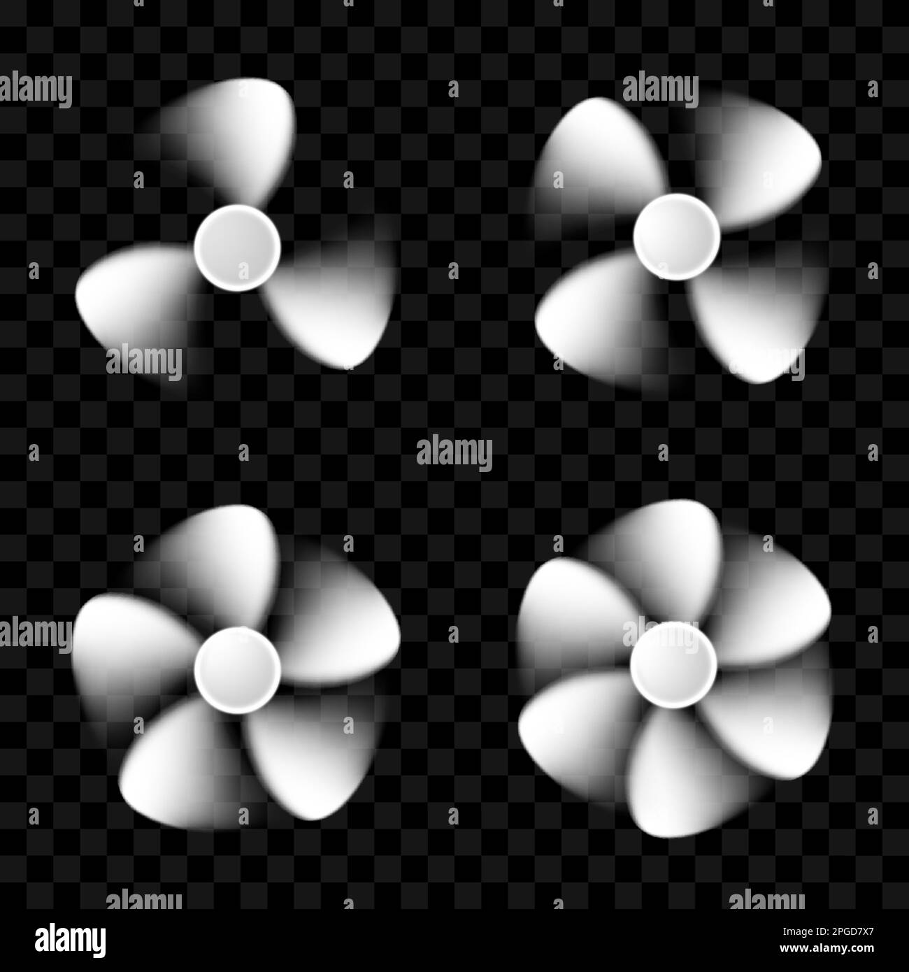 Rotating white propellers with different number of blades. Vector ...