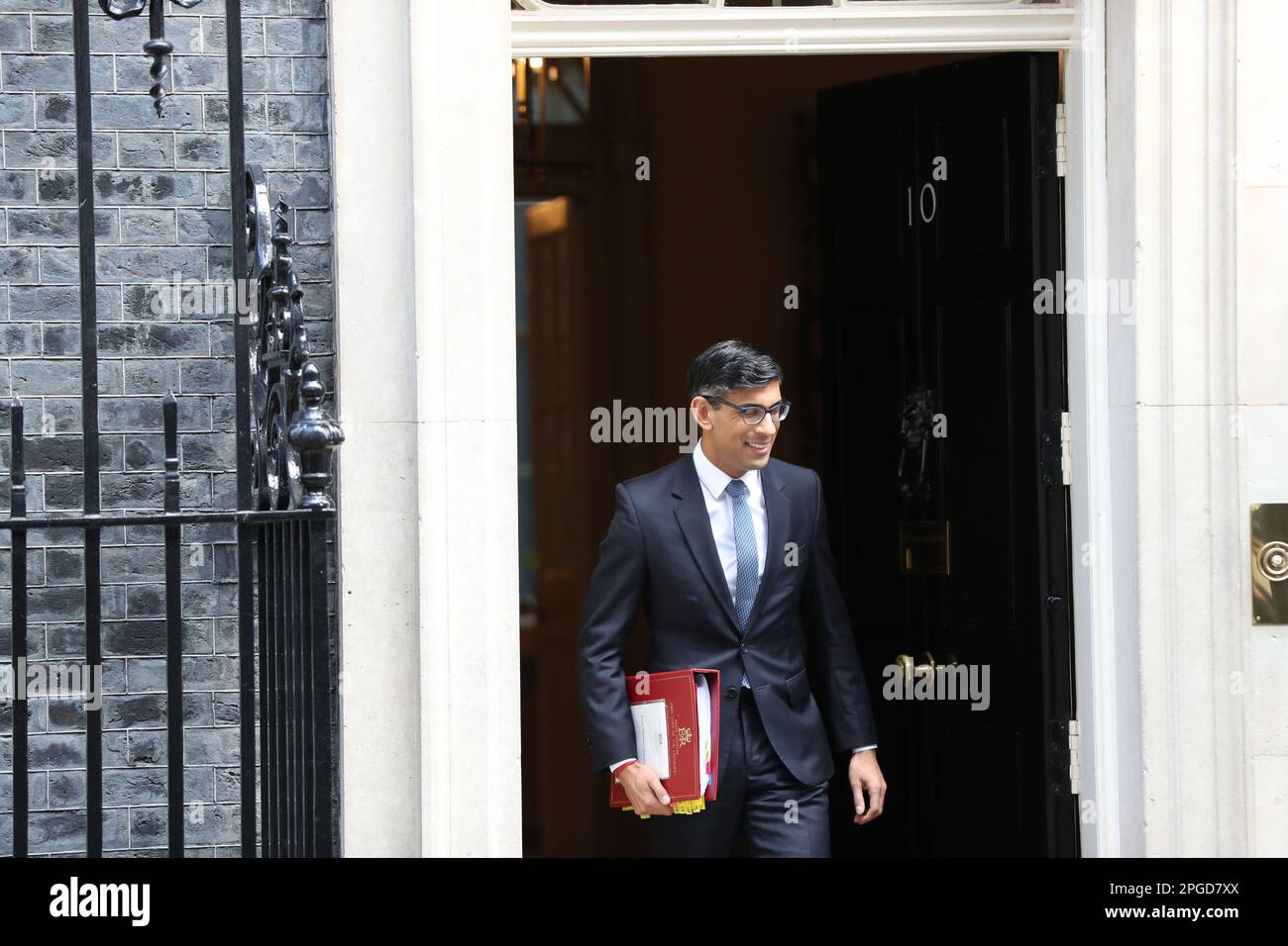 London, UK. 22nd Mar, 2023. British Prime Minister Rishi Sunak leaves No 10 Downing Street to ...