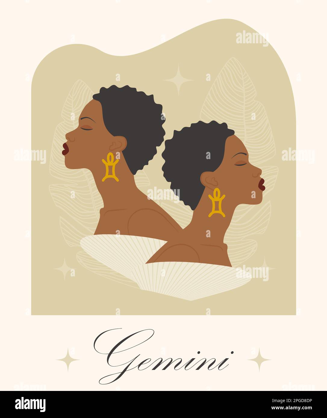 Gemini zodiac sign two women cartoon vector illustration. Twins in ...