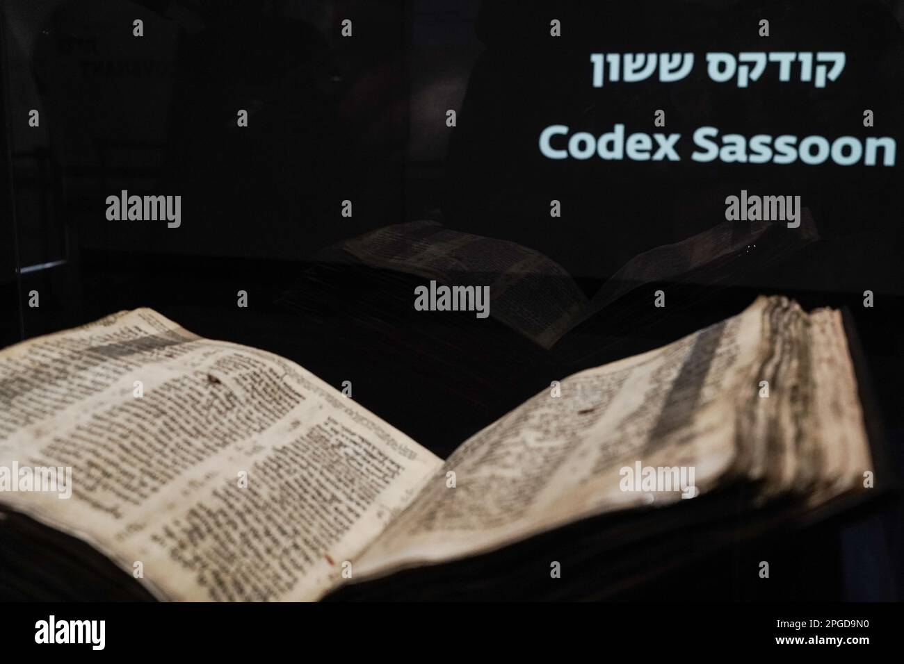 Tel Aviv, Israel. 22nd March, 2023. The Museum of the Jewish People puts the Sassoon Codex on ...