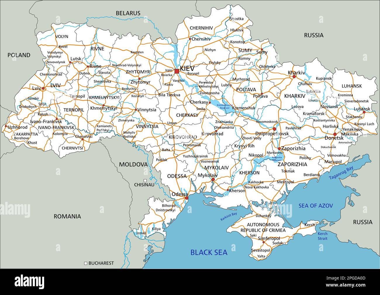High detailed Ukraine road map with labeling Stock Vector Image & Art ...
