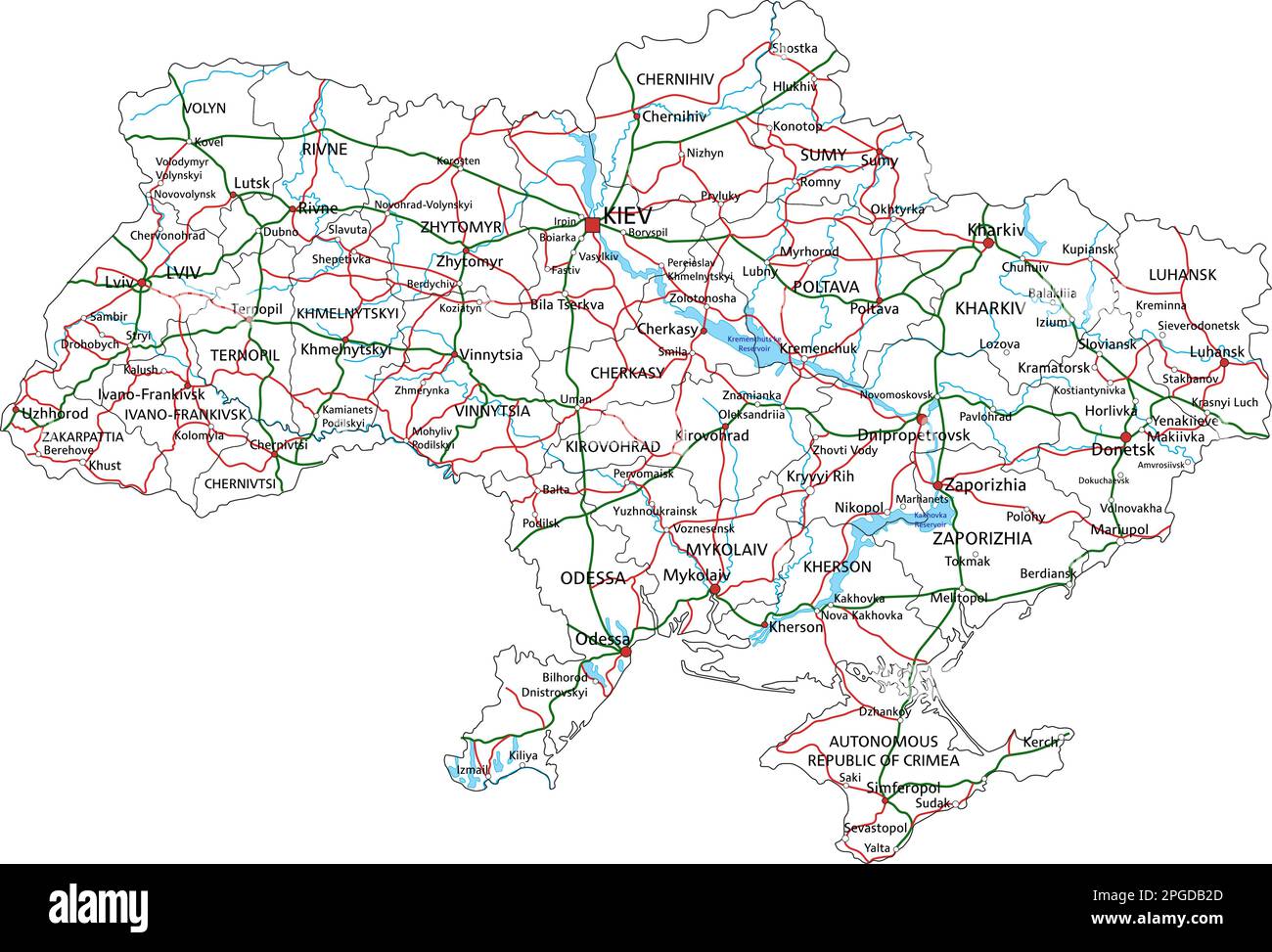 Ukraine road and highway map. Vector illustration Stock Vector Image ...