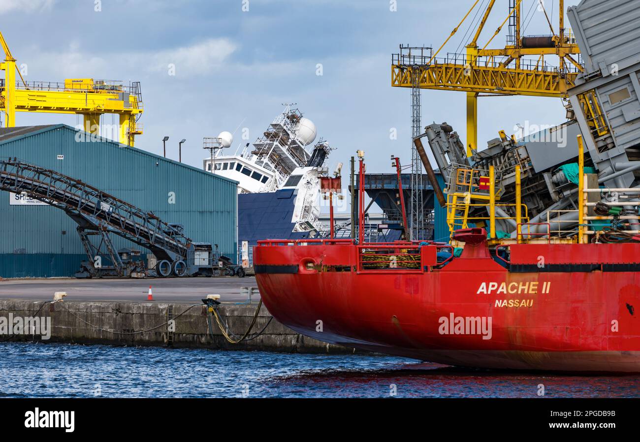 Leith Harbour, Edinburgh, Scotland, UK, 22nd March 2023. Petrel ship ...