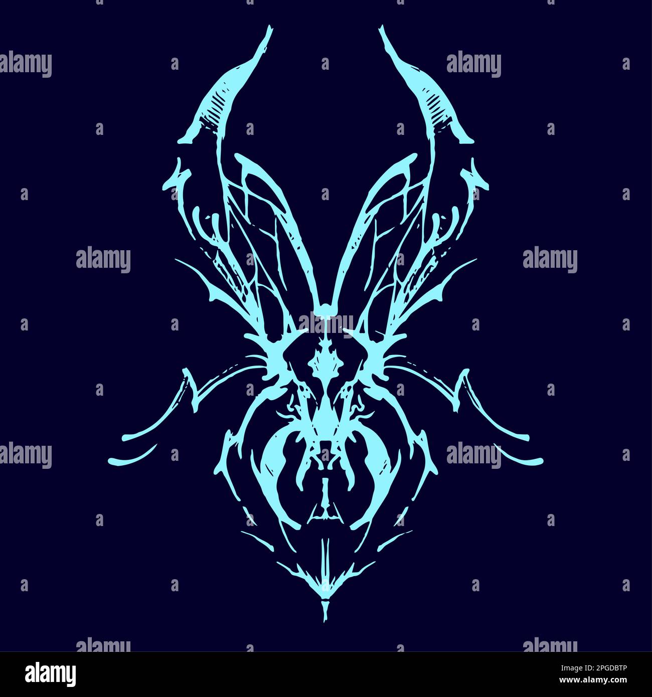 abstract neon beetle, logo, vector with wings, sketch style Stock ...