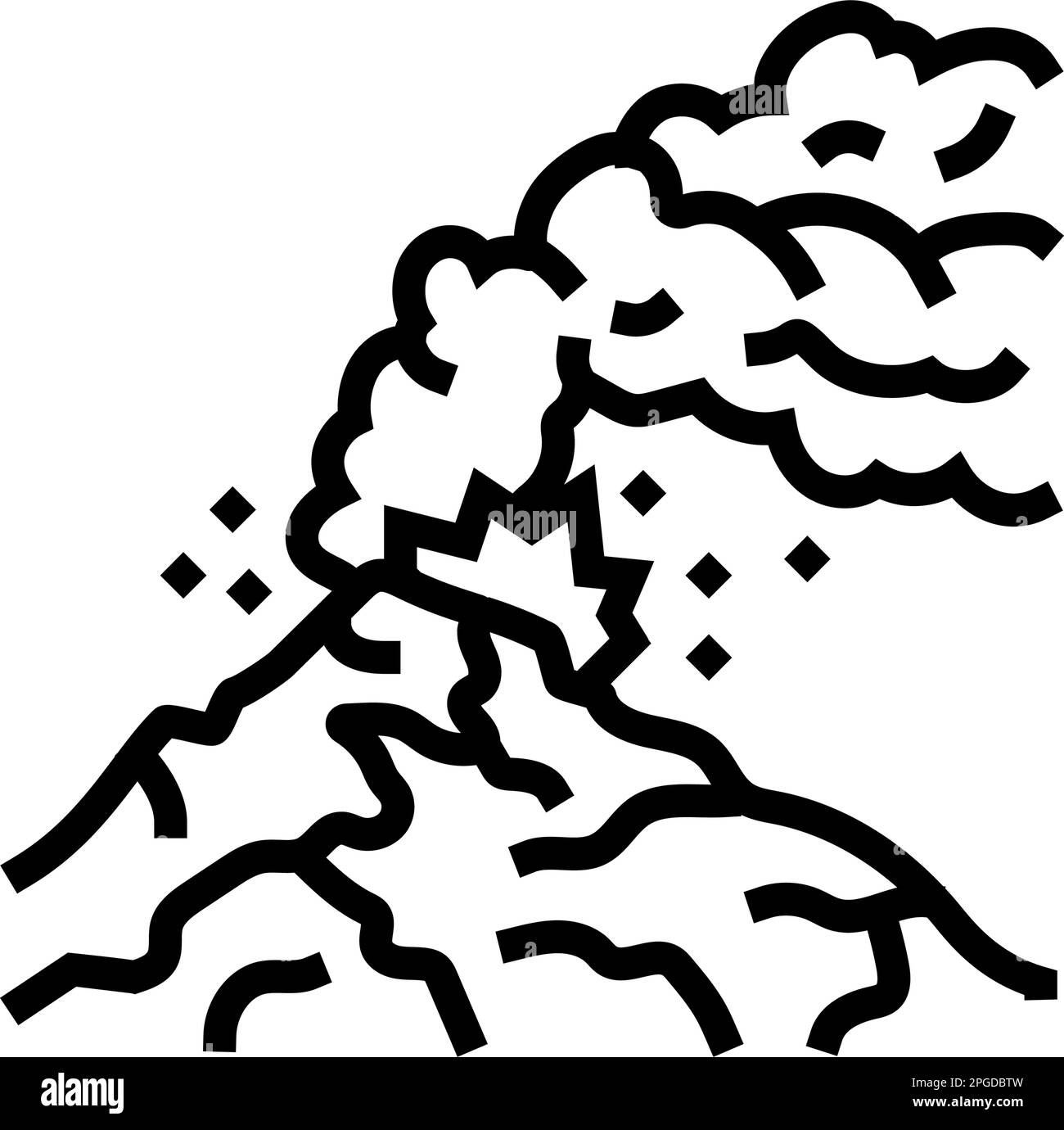 active volcano lava line icon vector illustration Stock Vector Image ...