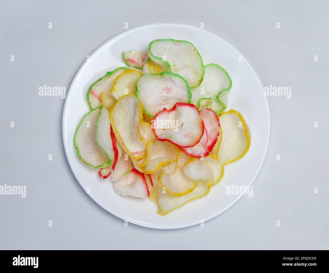 colorful crackers isolated on white background - indonesian crackers ...