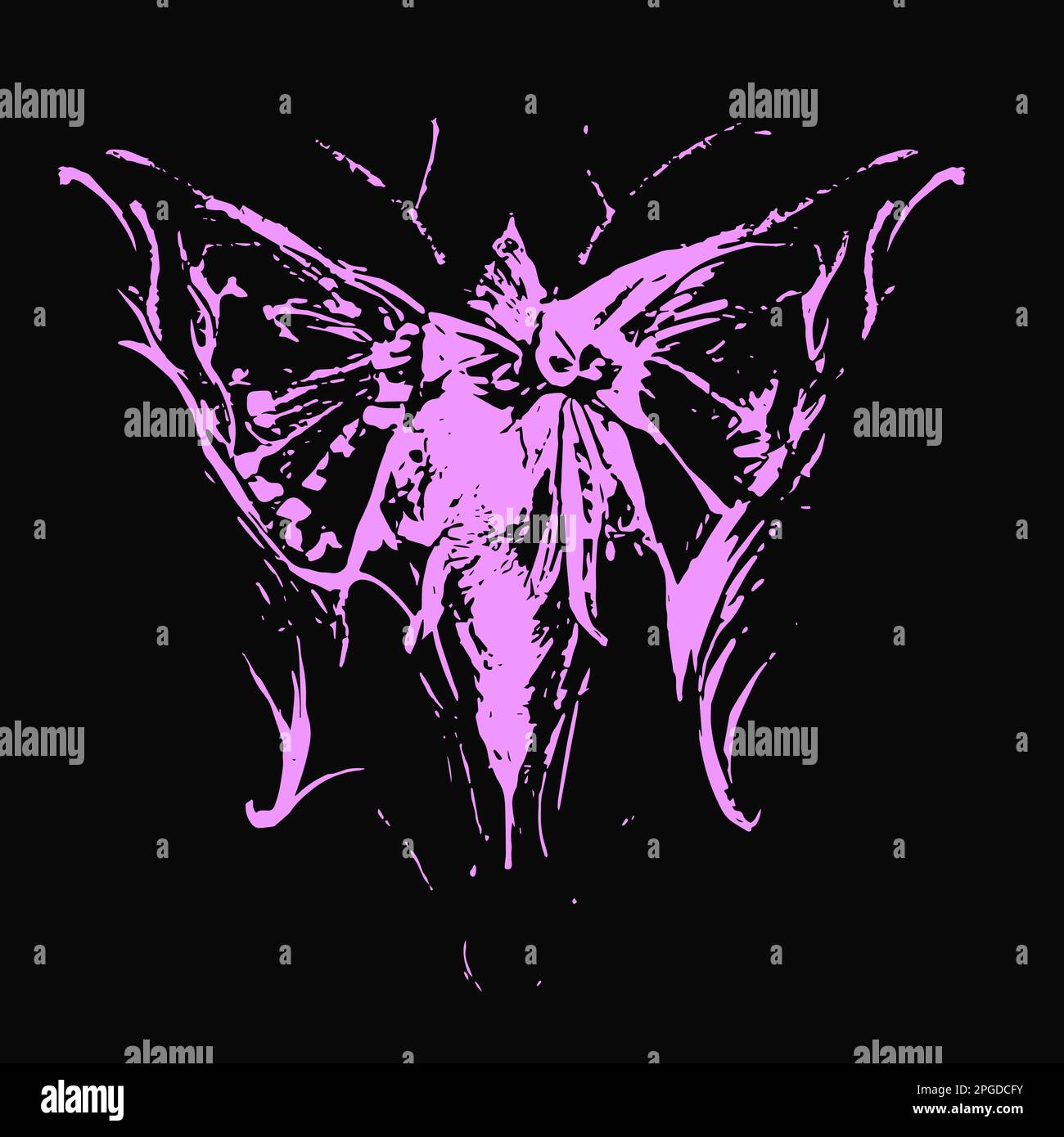 abstract neon butterfly, logo, vector with wings, sketch style Stock ...