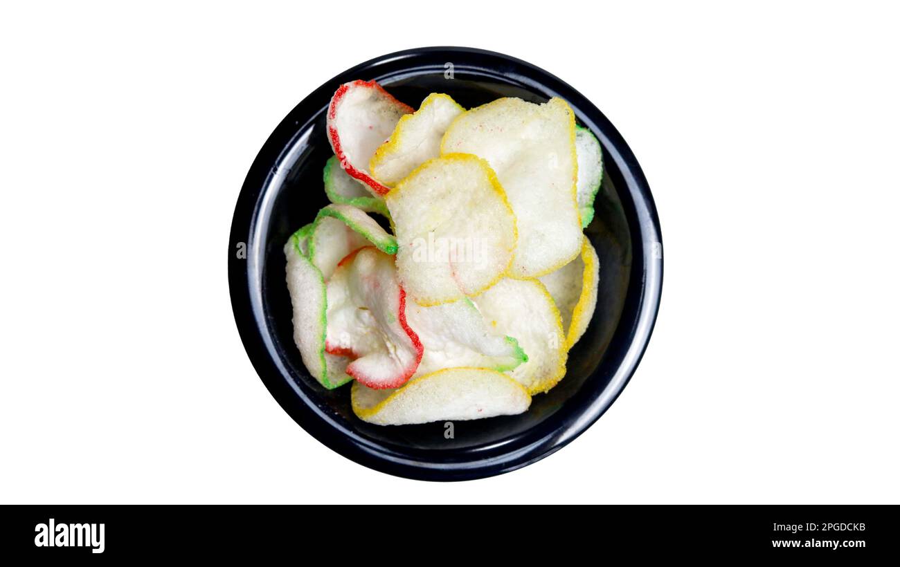 colorful crackers isolated on white background - indonesian crackers ...