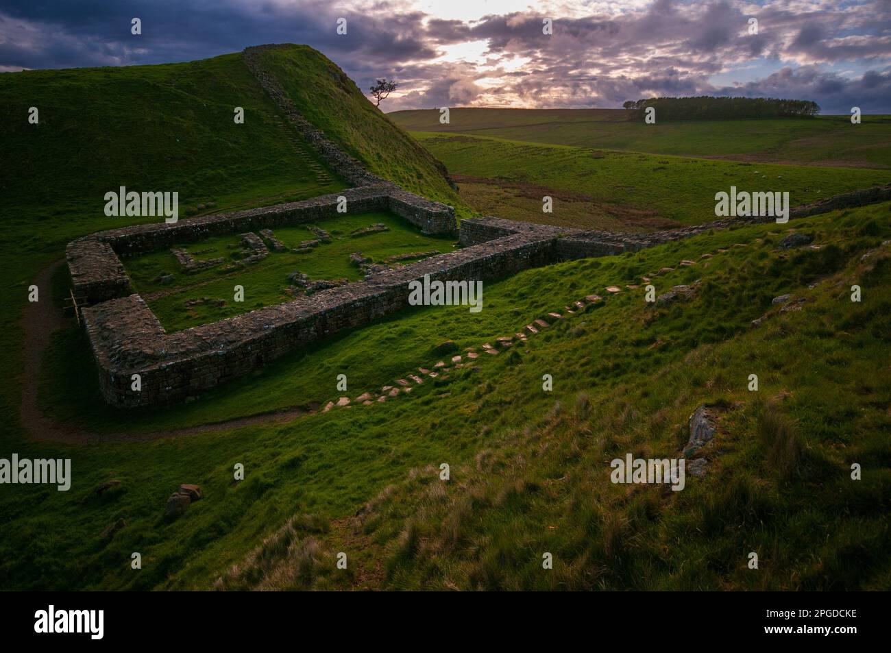 Castle Nick or Milecastle 39 on Hadrian's Wall, Northumberland, England ...