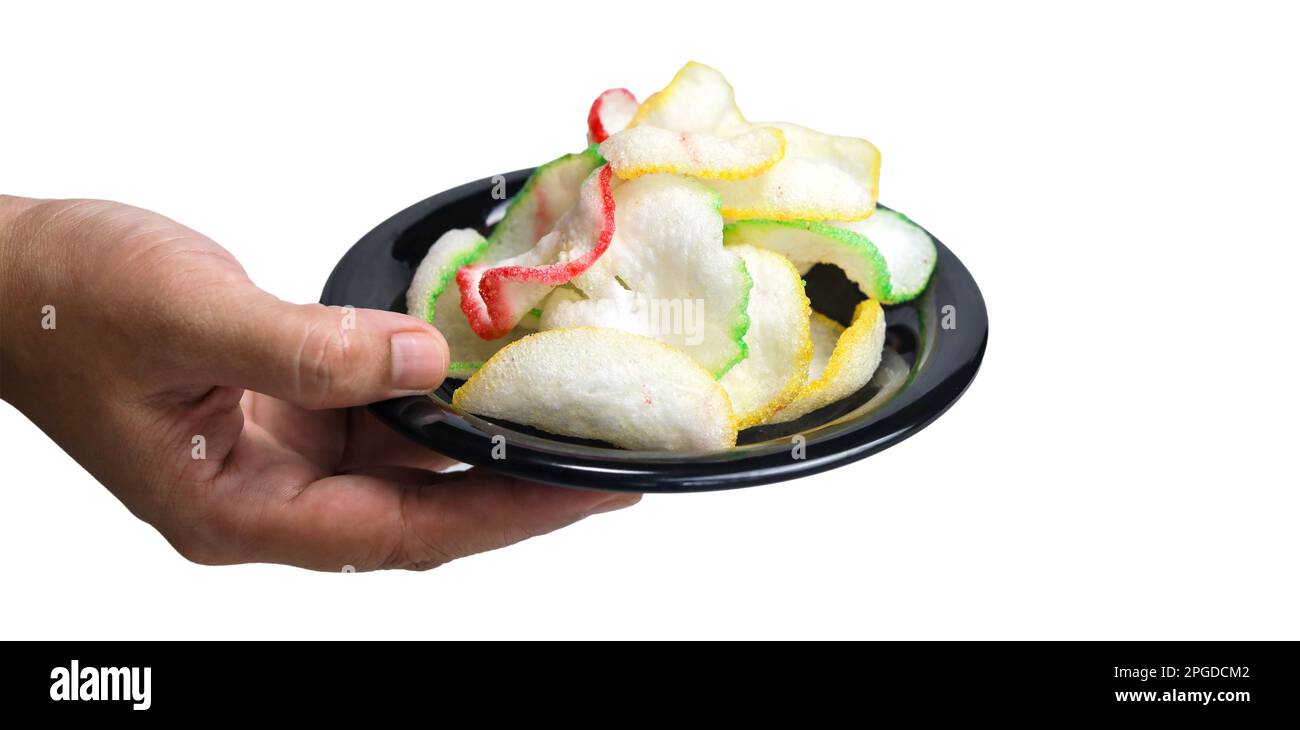 colorful crackers isolated on white background - indonesian crackers ...