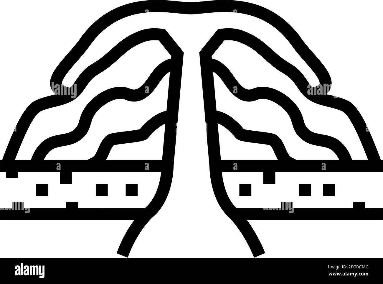 shield volcano lava line icon vector illustration Stock Vector Image ...