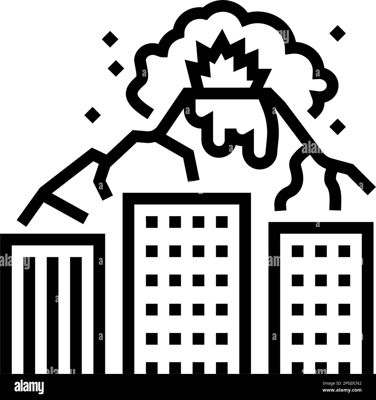 catastrophe erupting volcano line icon vector illustration Stock Vector ...