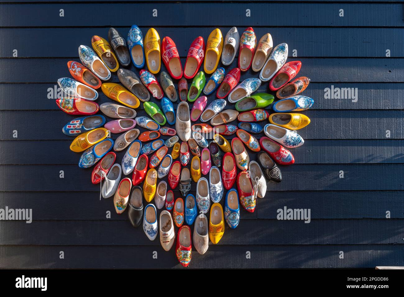 Heart made of Dutch clogs (Klompen) in the Zaanse Schans open-air ...