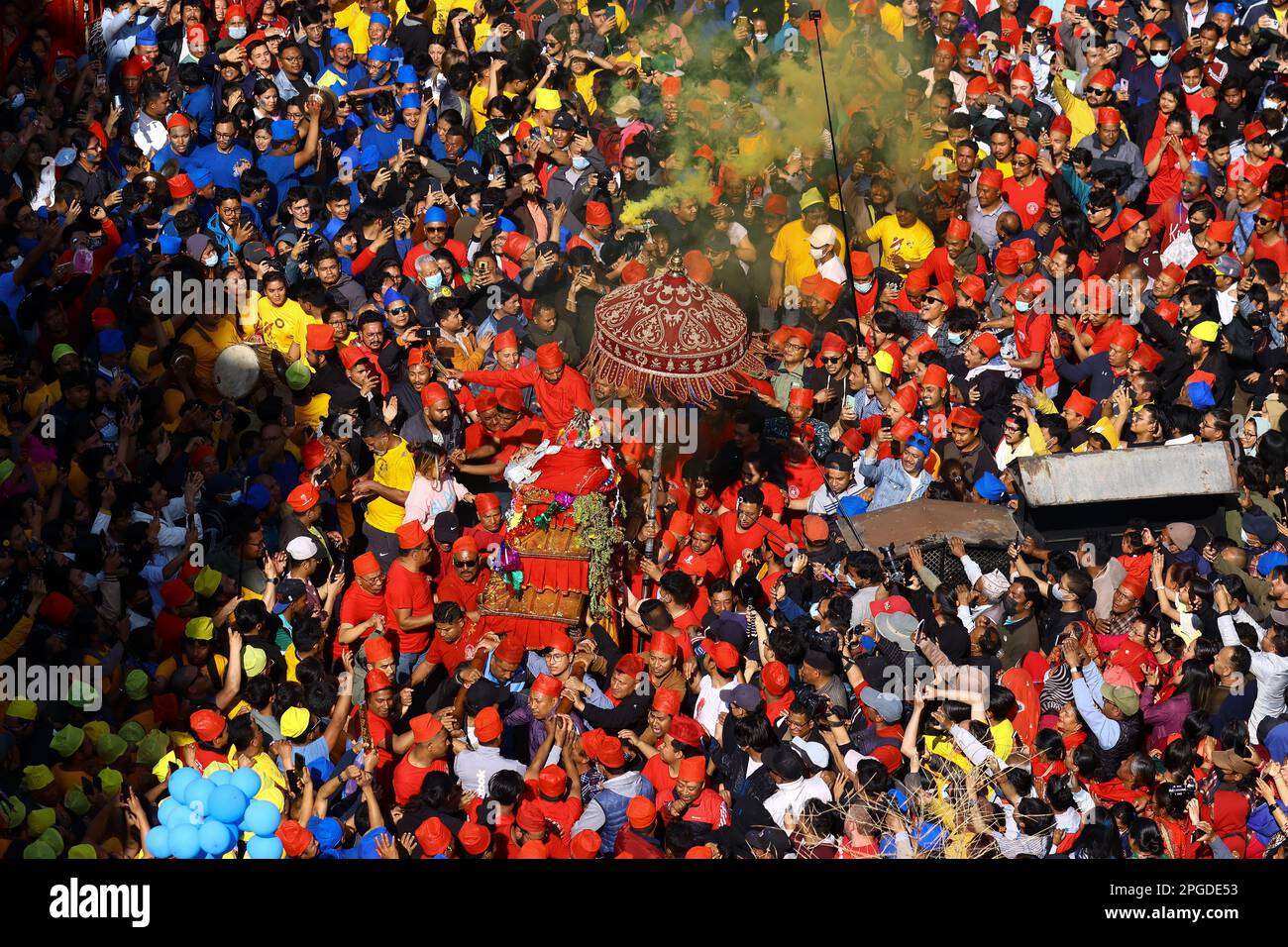 Kathmandu, NE, Nepal. 22nd Mar, 2023. People gather to celebrate the ...