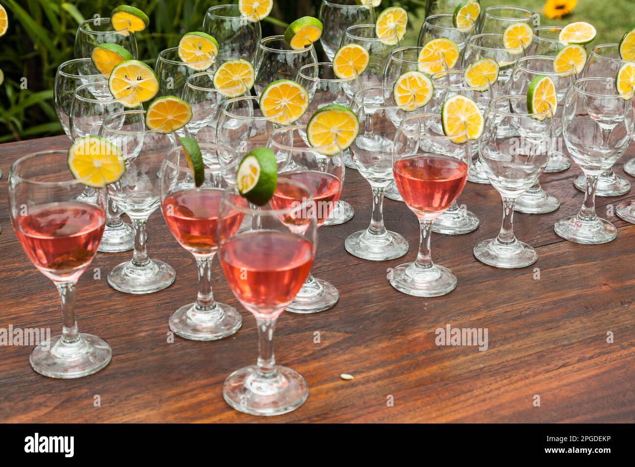 Social events reception; Table served with a welcome cocktail for the ...