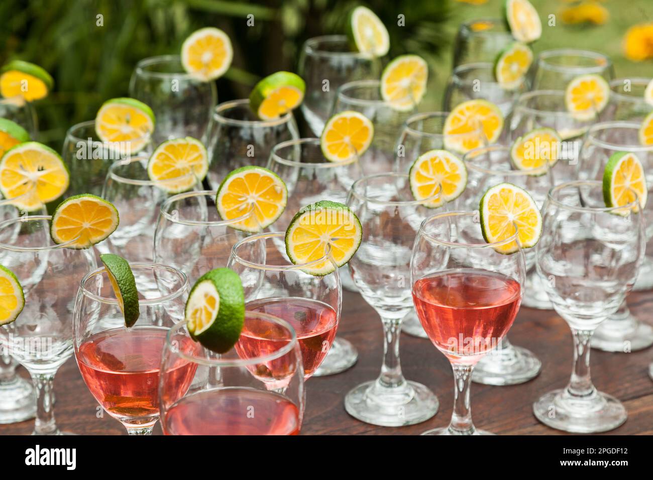 Social events reception; Table served with a welcome cocktail for the ...