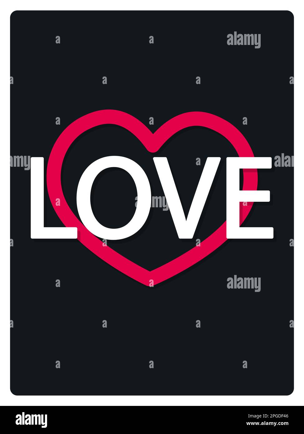 Postcard Love. Bright pink heart. Neon heart. Vector illustration Stock ...