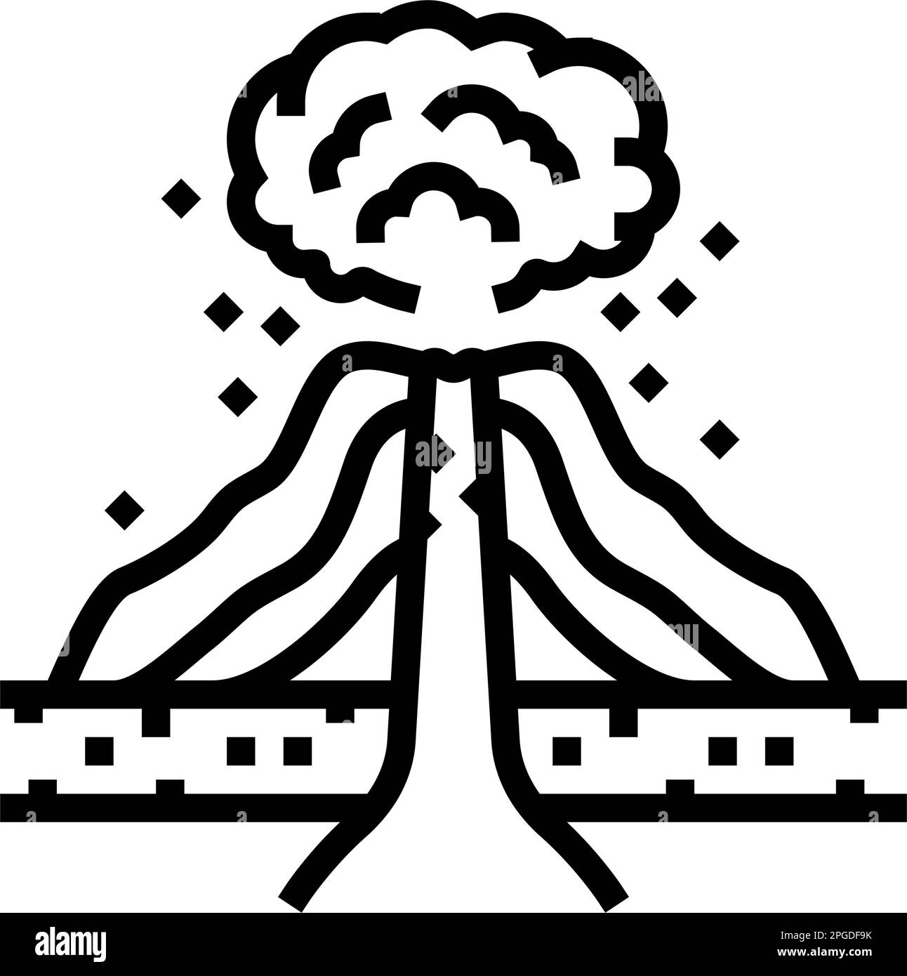 explosive eruption lava line icon vector illustration Stock Vector ...